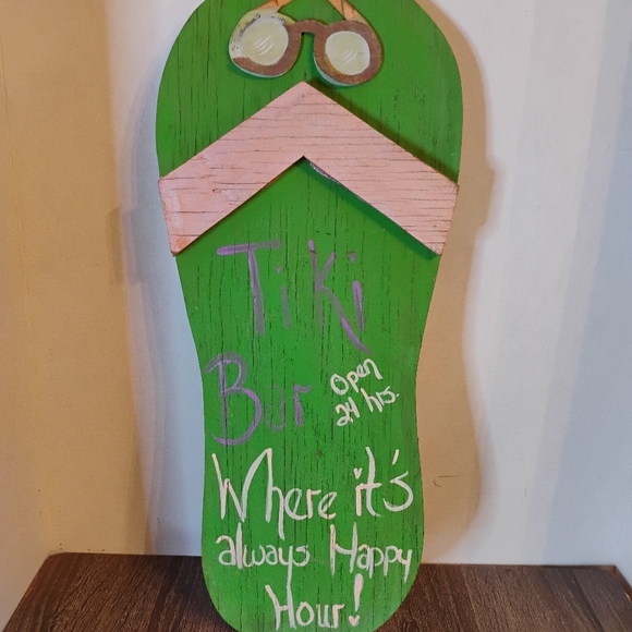 Wall Decor | Tiki Bar Flip Flop Wood Plaque | Poshmark